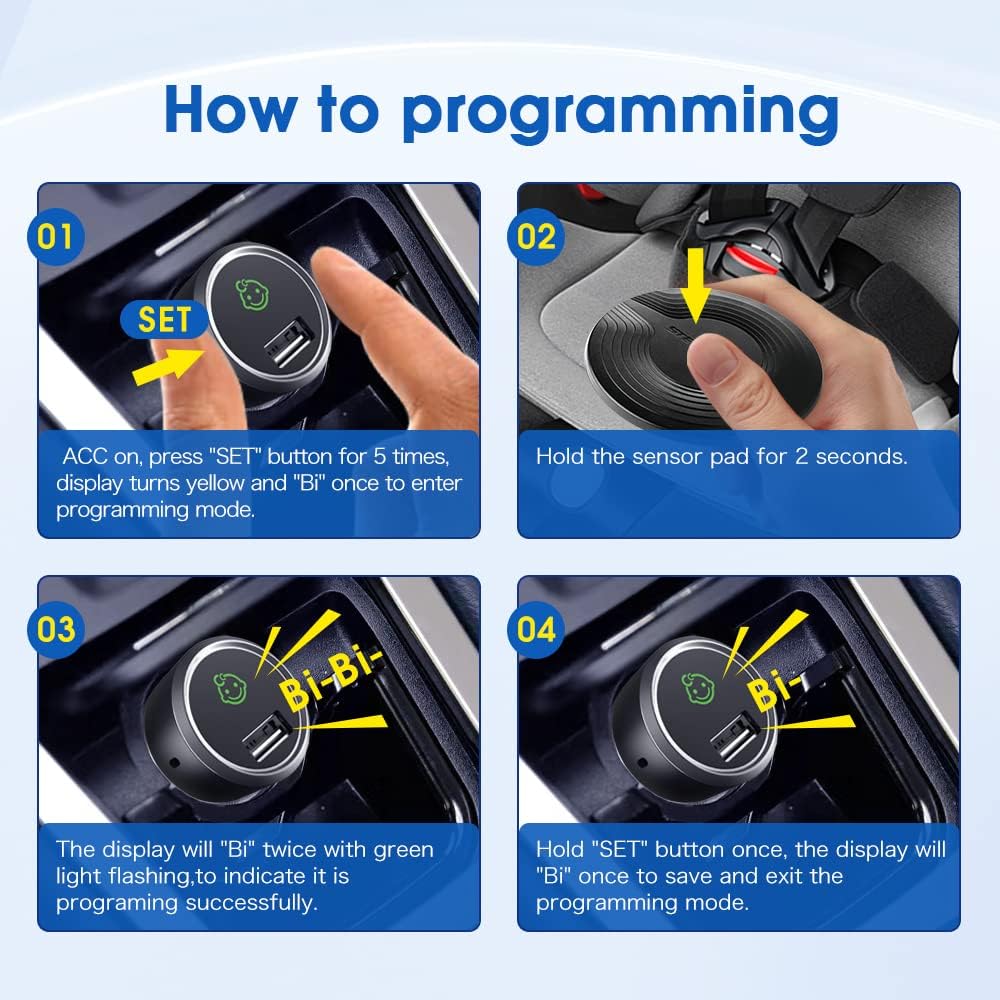 STEELMATE Baby Car Reminder Extra Sensor Pad for 1U Baby Car Seat Alar ...