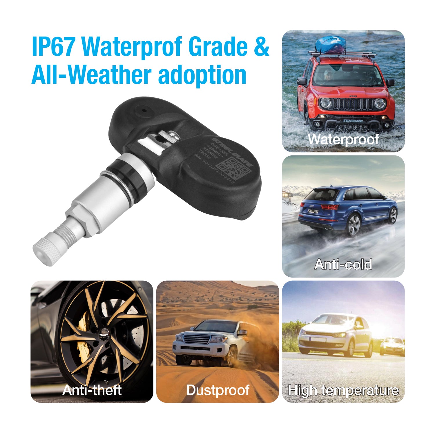 STEEL MATE Tire Pressure Built-in Sensor, Steelmate Tire Pressure Moni ...